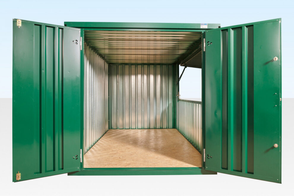 4m XL Flat Pack Kiosk (RAL6005) – Green - Flash Containers UK